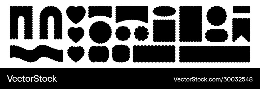 Scallop edge shapes - circle square arch oval Vector Image