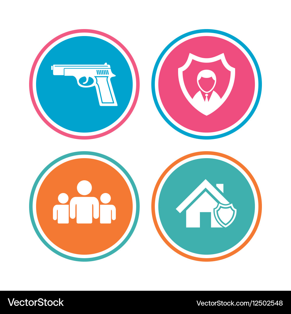 Security agency icons home shield protection Vector Image
