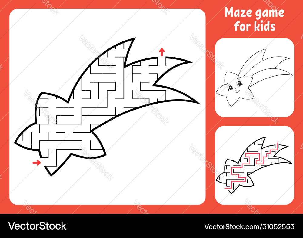 Abstract maze falling star game for kids puzzle Vector Image
