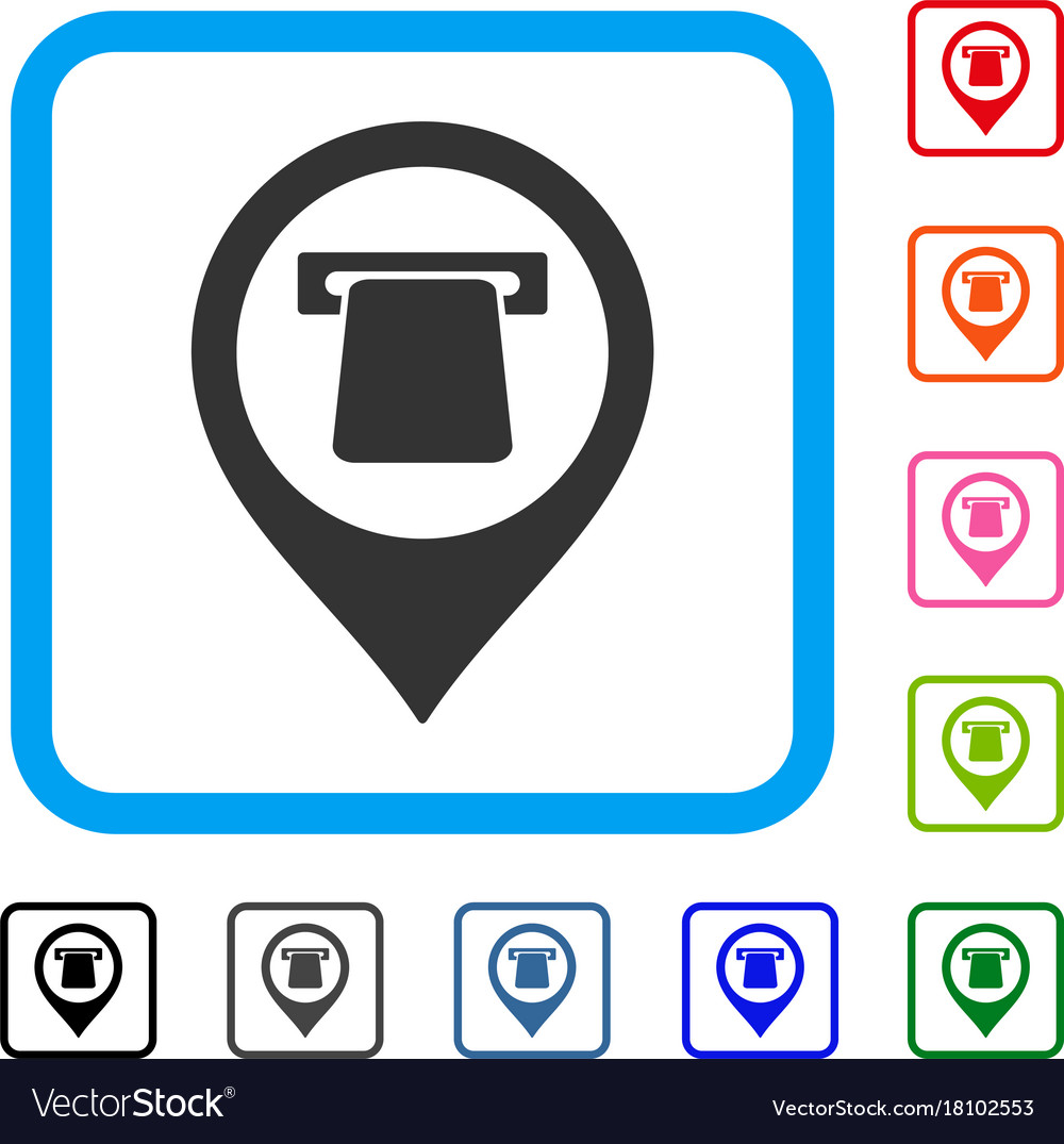 Atm map pointer framed icon Royalty Free Vector Image