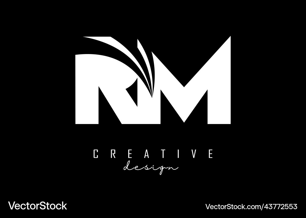 Creative white letters rm r m logo with leading Vector Image