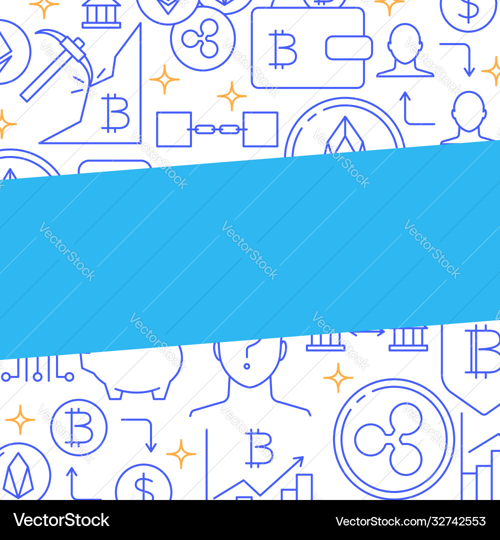 Digital currency concept poster in line style Vector Image