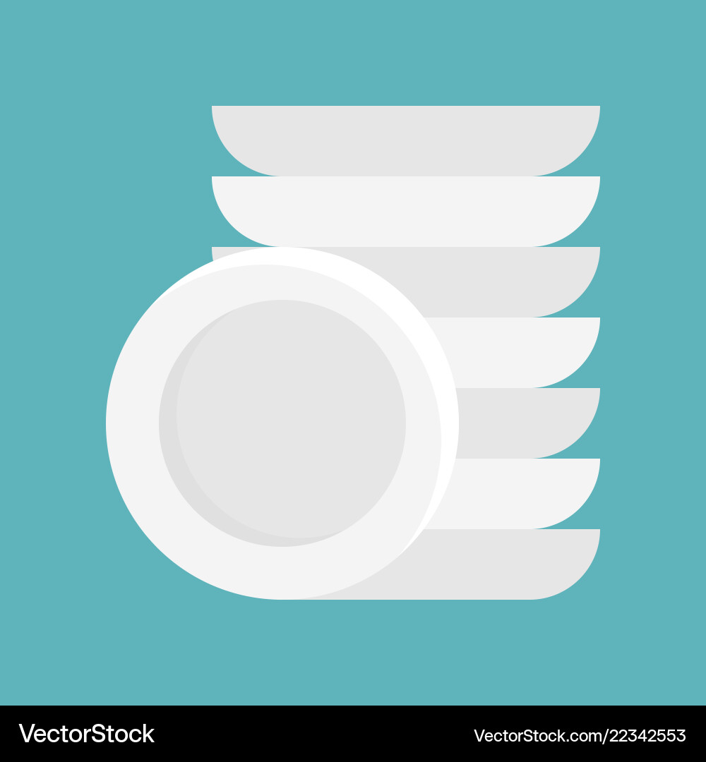 Dish and stack of dishes icon flat design isolated