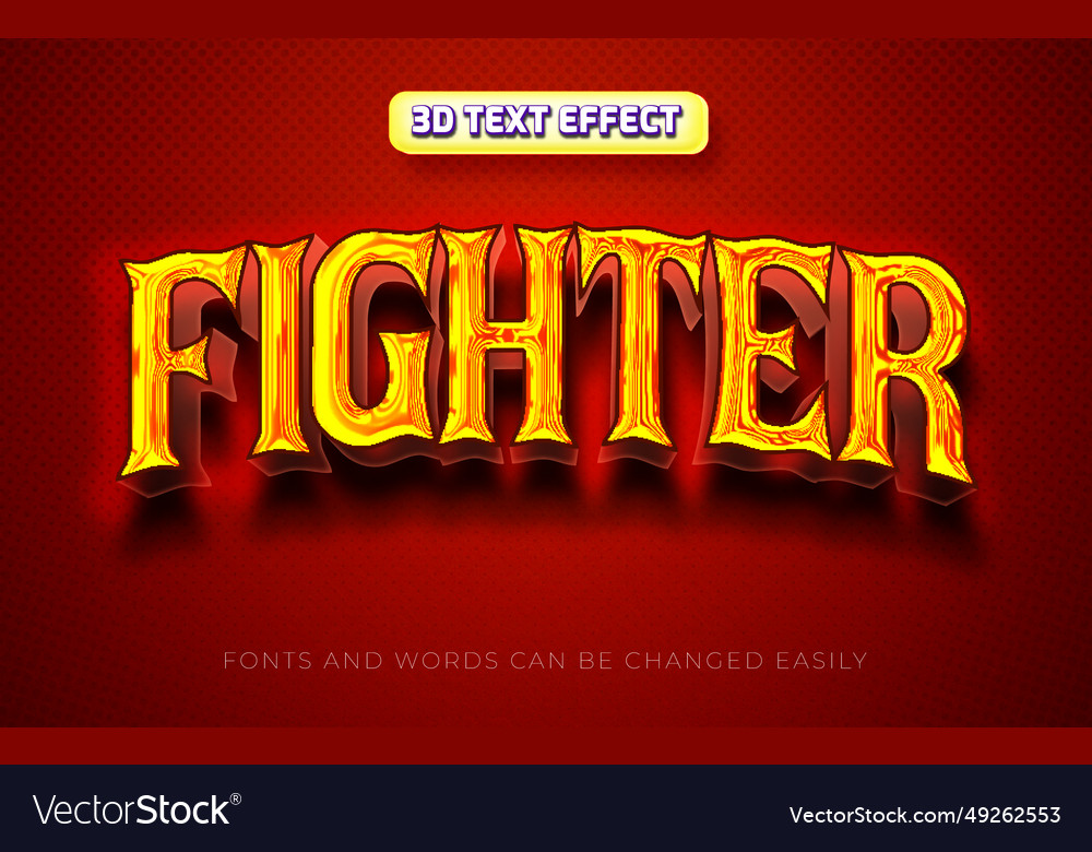 Fighter 3d editable text effect style Royalty Free Vector