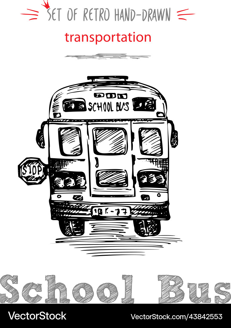 Hand drawn school bus symbol on white background Vector Image