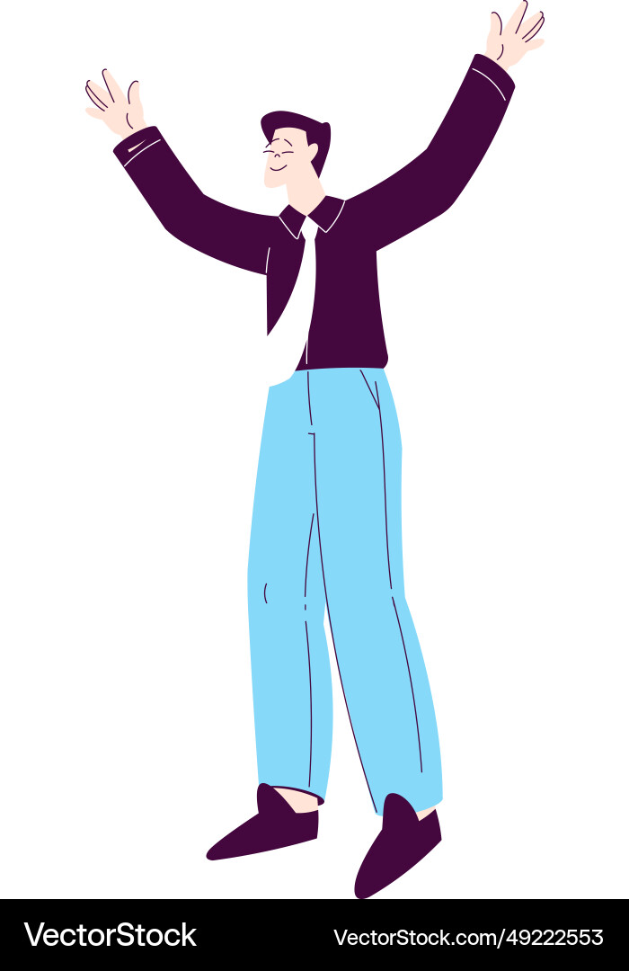 Happy man character office worker rejoicing and Vector Image