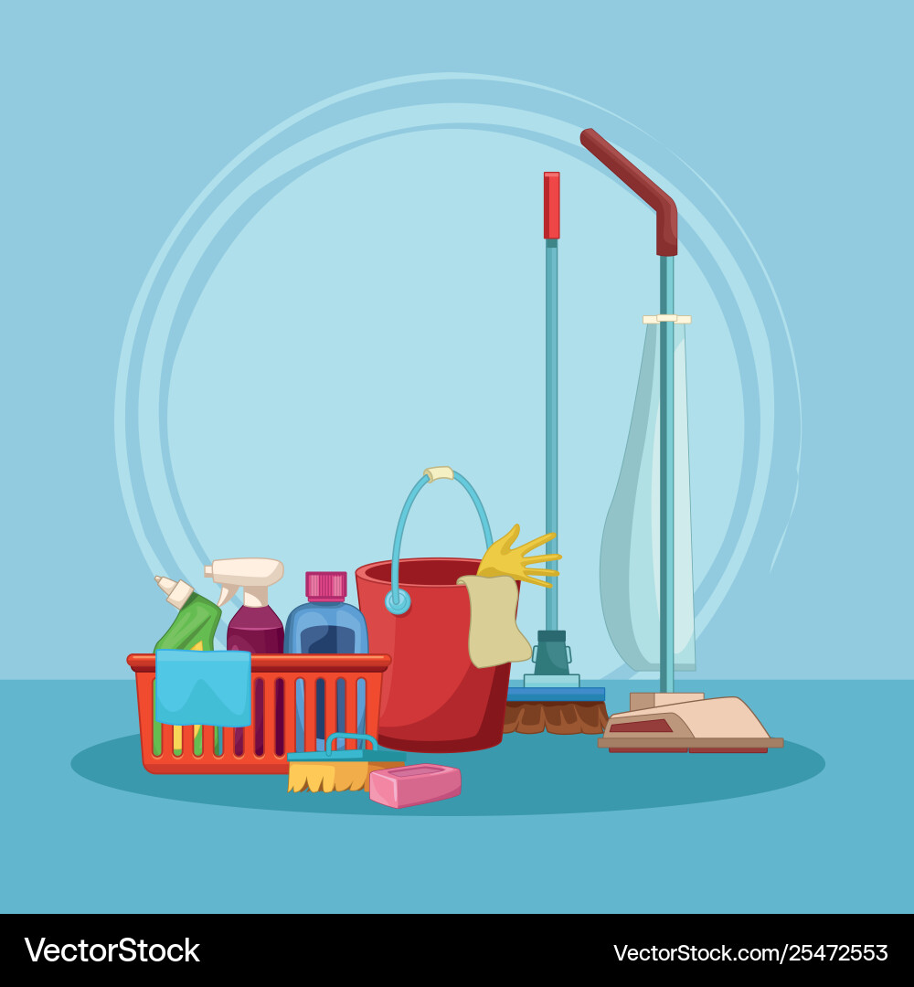 Housekeeping cleaning cartoon Royalty Free Vector Image