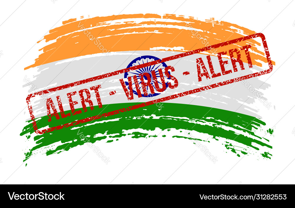 India torn flag with a stamp words alert Vector Image