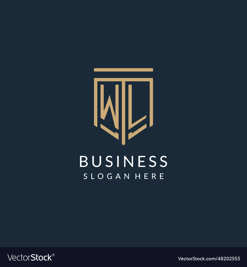 Initial wl shield logo monoline style modern Vector Image Initial wl shield logo monoline style modern Vector Image