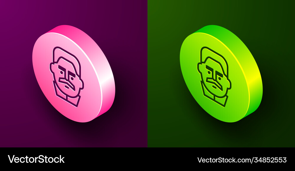 Isometric line portrait joseph stalin icon Vector Image