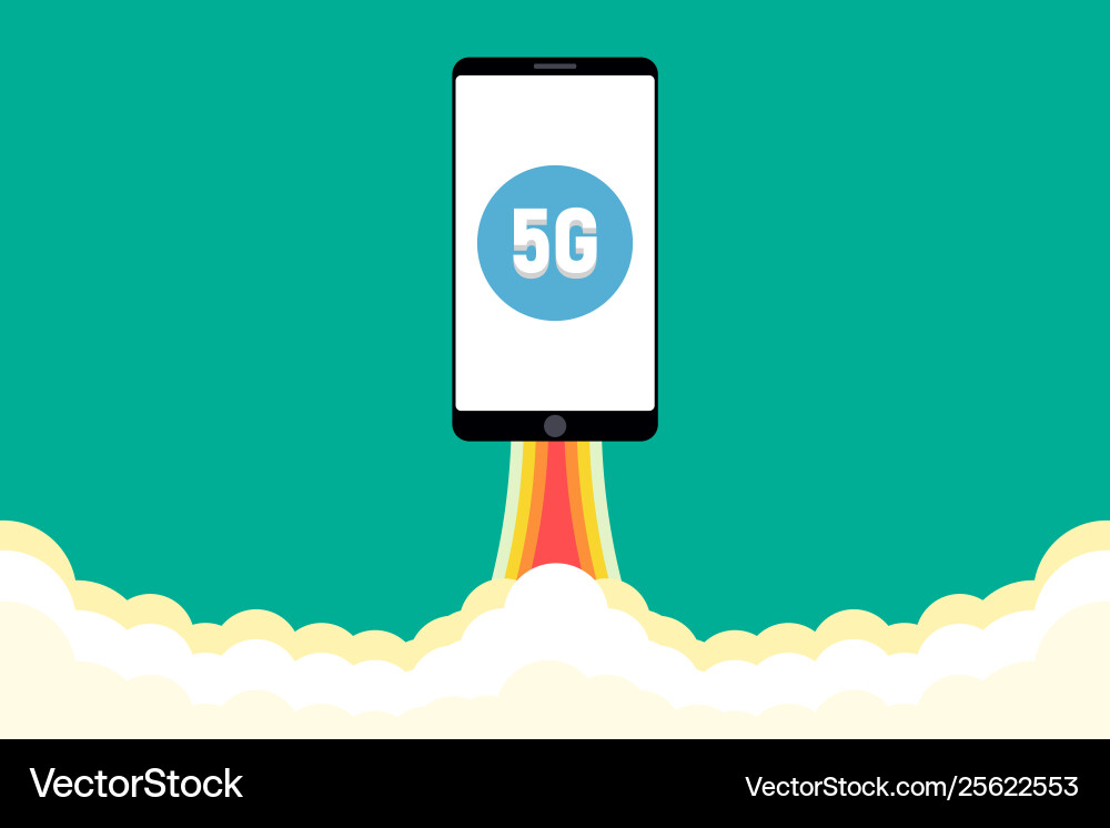 New 5g smartphone with a title is flying Vector Image