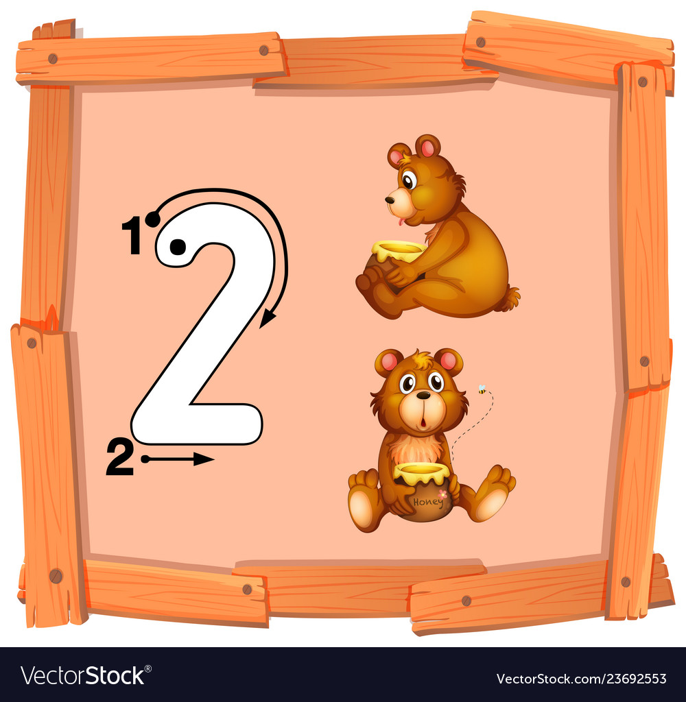 Number two tracing guide Royalty Free Vector Image