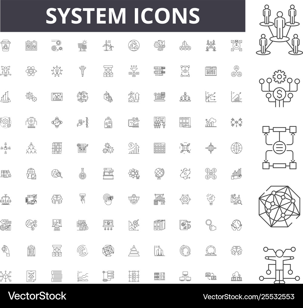 System line icons signs set outline Royalty Free Vector