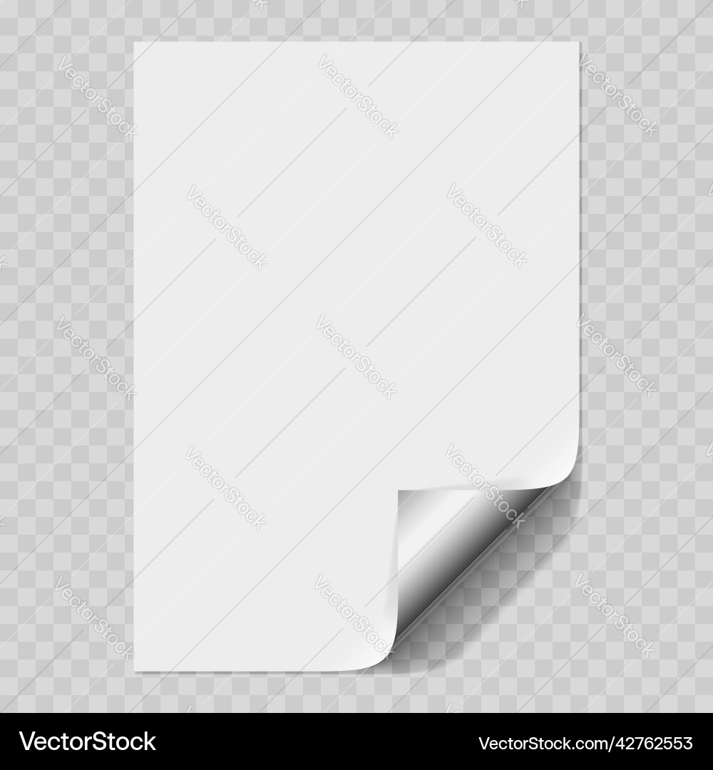 White realistic paper page mockup with silver Vector Image