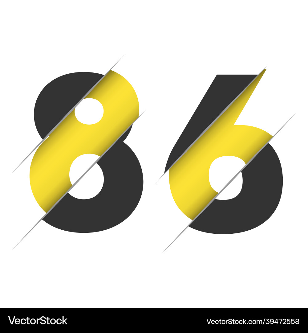85 8 5 number logo design with a creative cut Vector Image