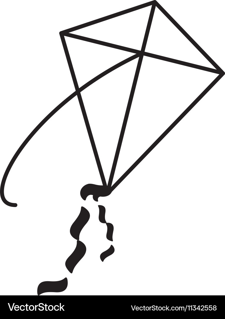 Beautiful kite flying isolated icon Royalty Free Vector