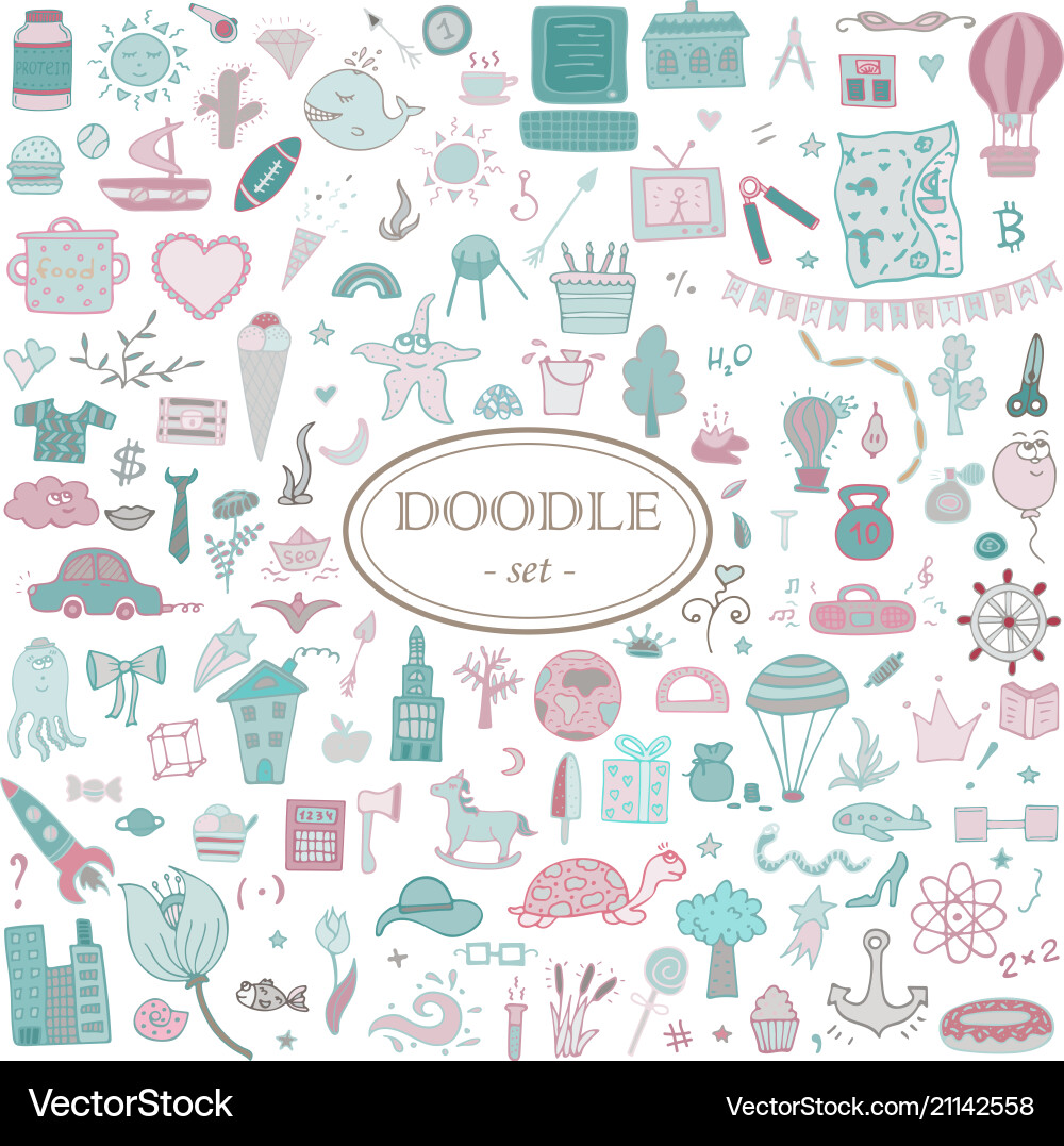 Colorful hand-drawn doodle set for design Vector Image
