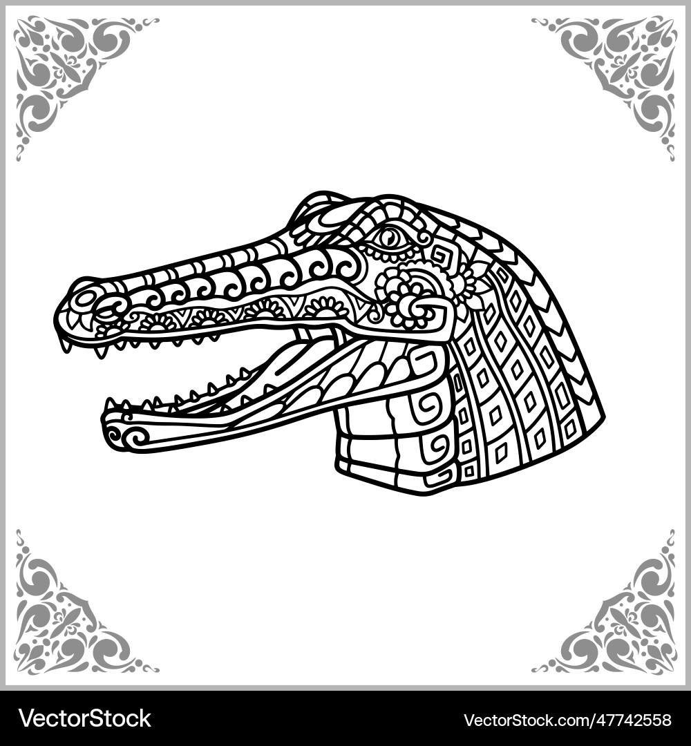 Crocodile zentangle arts isolated on white Vector Image