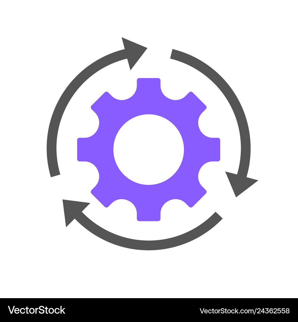 Gear and three arrows icon isolated on white Vector Image
