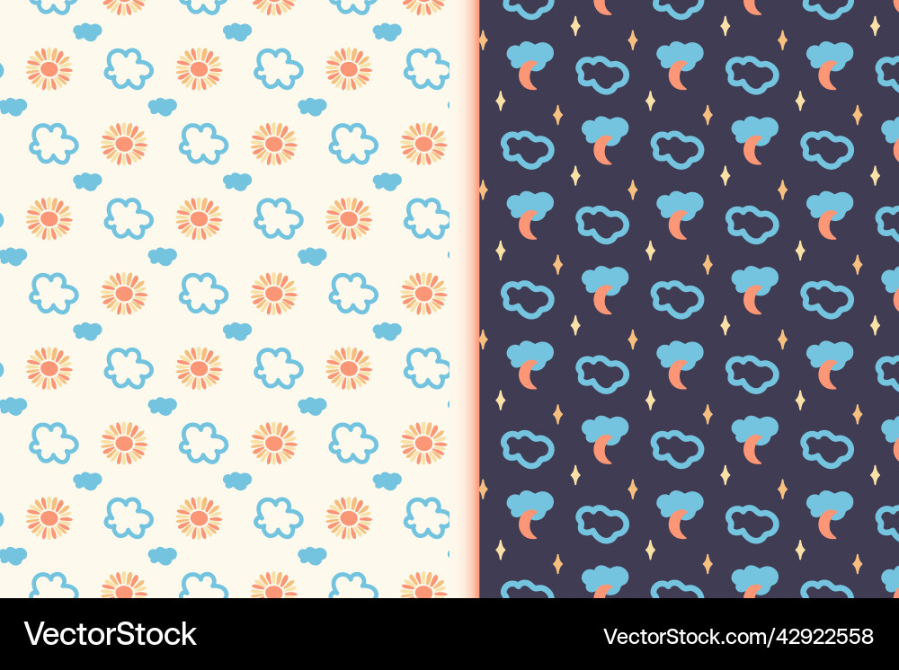 Nursery seamless patterns set of 2 hand drawn Vector Image
