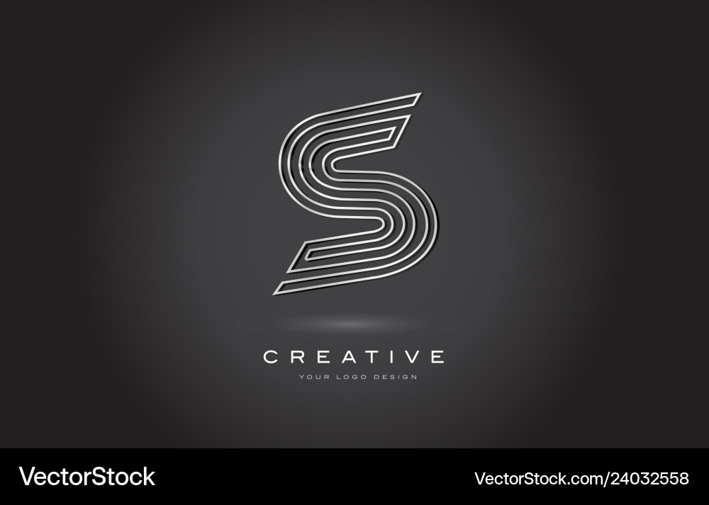 S silver steel letter monogram logo design Vector Image