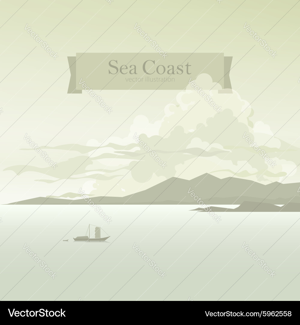 Sailboat in the bay Royalty Free Vector Image - VectorStock