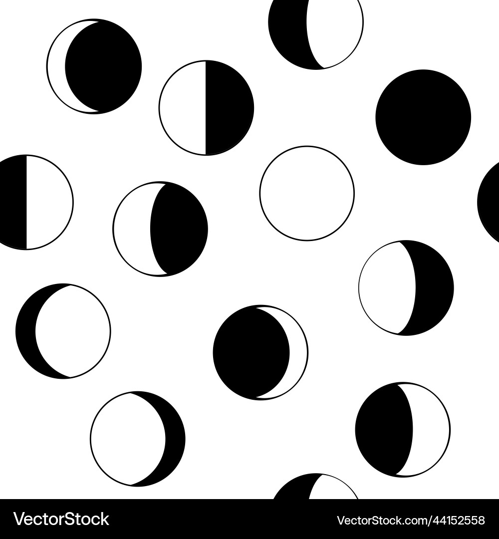 Seamless pattern with stylized phases of the moon Vector Image