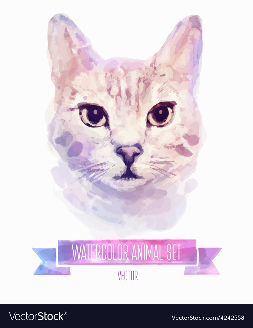 Set of watercolor Cute cat Royalty Free Vector Image Set of watercolor Cute cat Royalty Free Vector Image