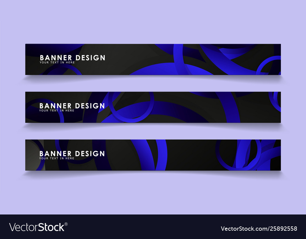 Set rectangular banners with background dark Vector Image