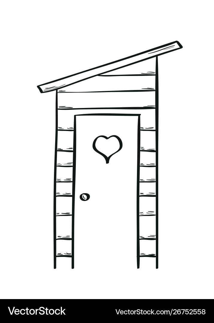 Sketch wooden latrine Royalty Free Vector Image