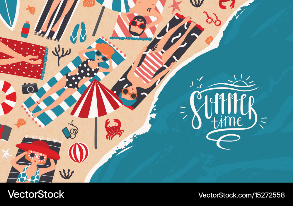 Summer time horizontal advertising banner Vector Image