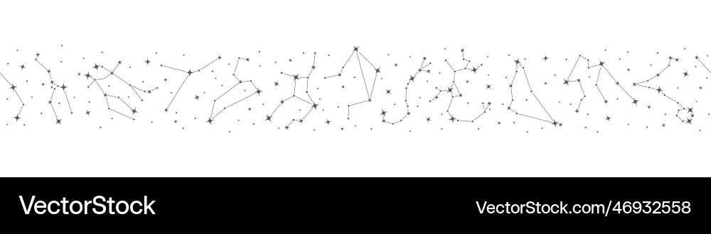 Twelve zodiac constellations connected stars Vector Image