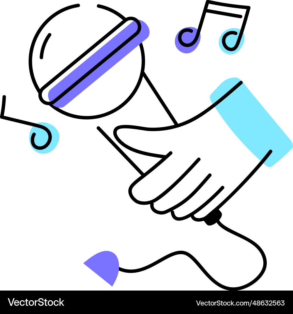 A doodle icon of singing mic Royalty Free Vector Image