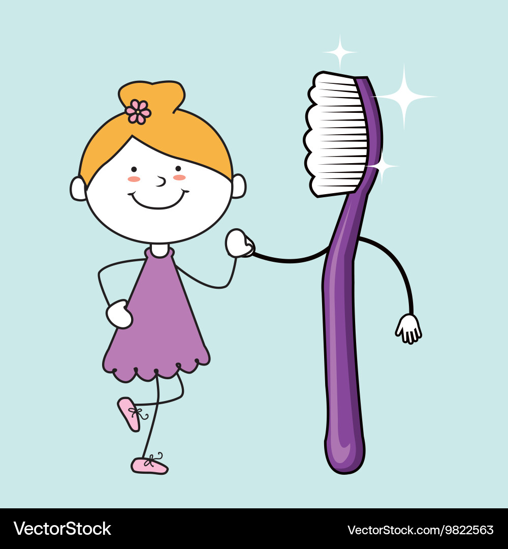 Child with toothbrush isolated icon design Vector Image