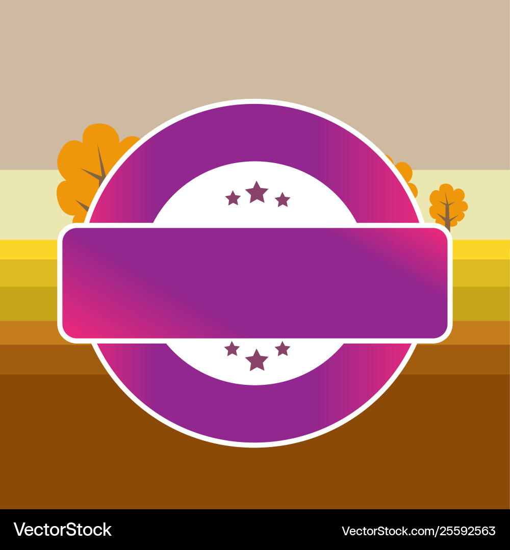 Colored round shape label with three stars on top Vector Image