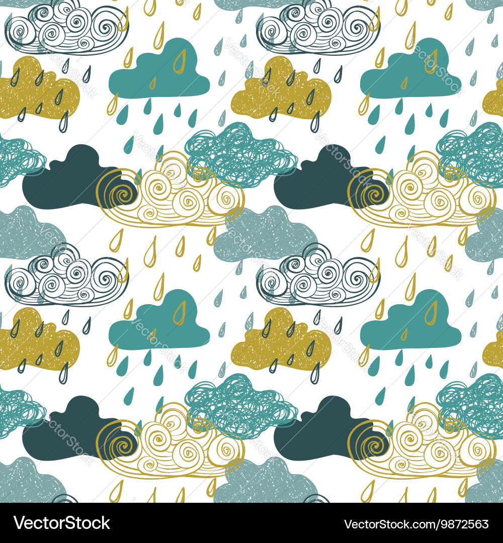 Colorful seamless pattern of rain clouds Vector Image