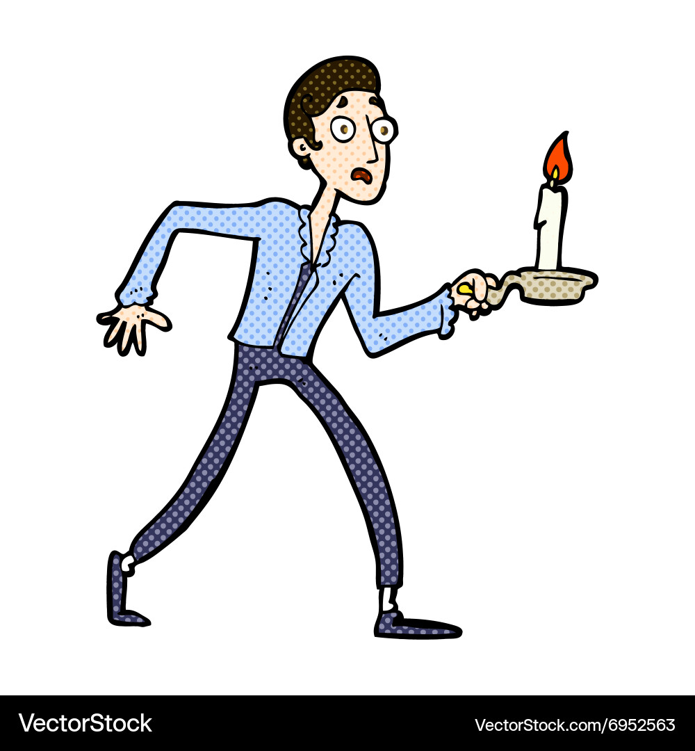 Comic cartoon frightened man walking Royalty Free Vector