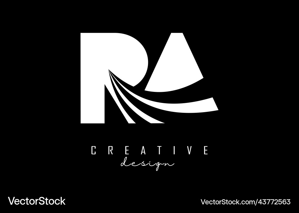Creative white letters ra r a logo with leading Vector Image