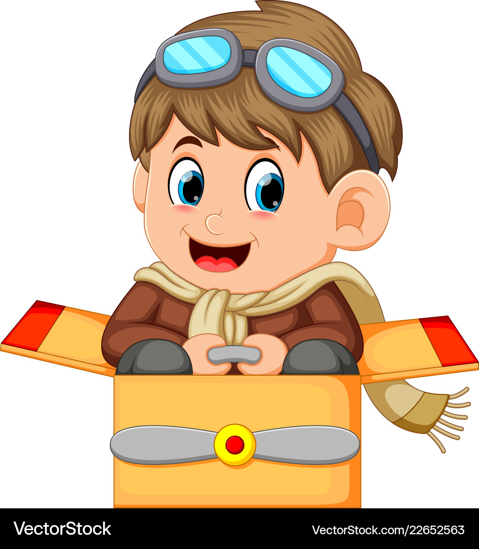 Cute little boy in pilot costume Royalty Free Vector Image