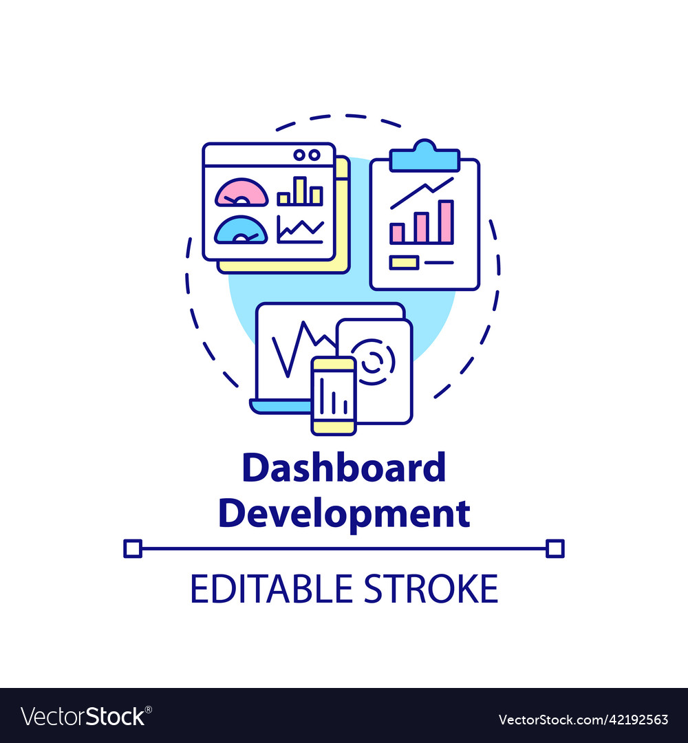 Dashboard development concept icon Royalty Free Vector Image