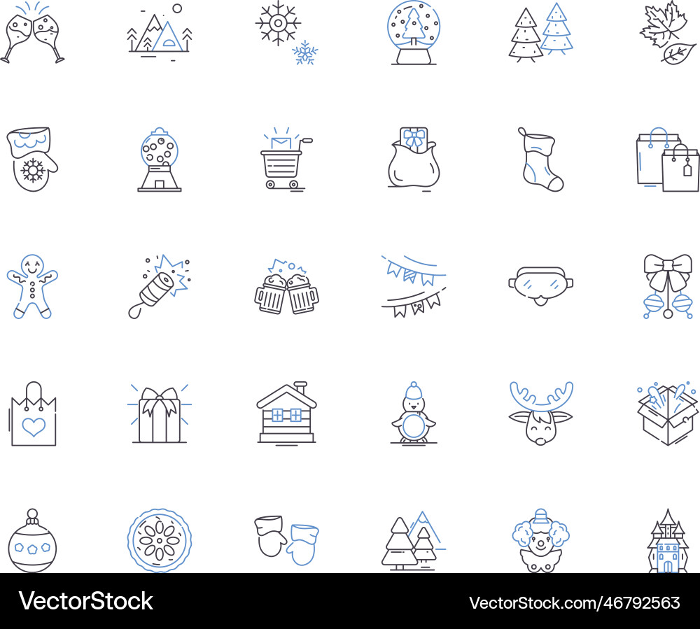 December line icons collection festive cold Vector Image