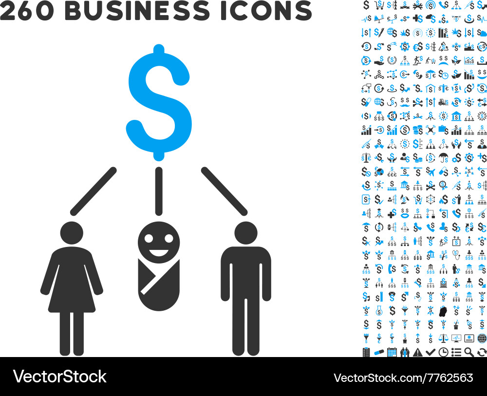 Family budget icon with flat set Royalty Free Vector Image