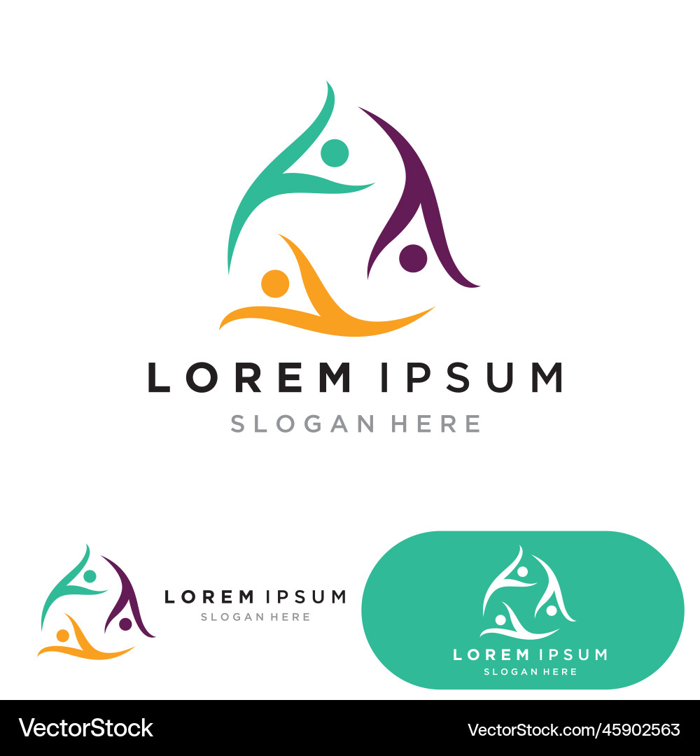 People group team friends logo Royalty Free Vector Image