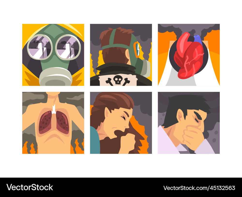 Pollution of environment set people suffering Vector Image