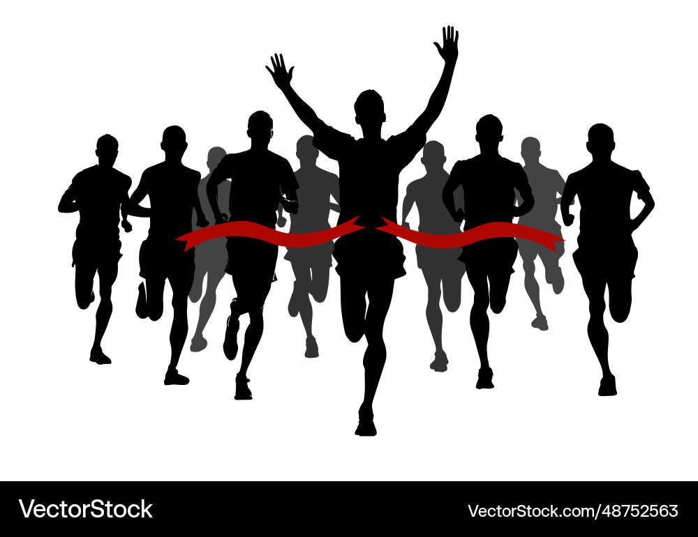 Running a marathon runner wins athletics athlete Vector Image