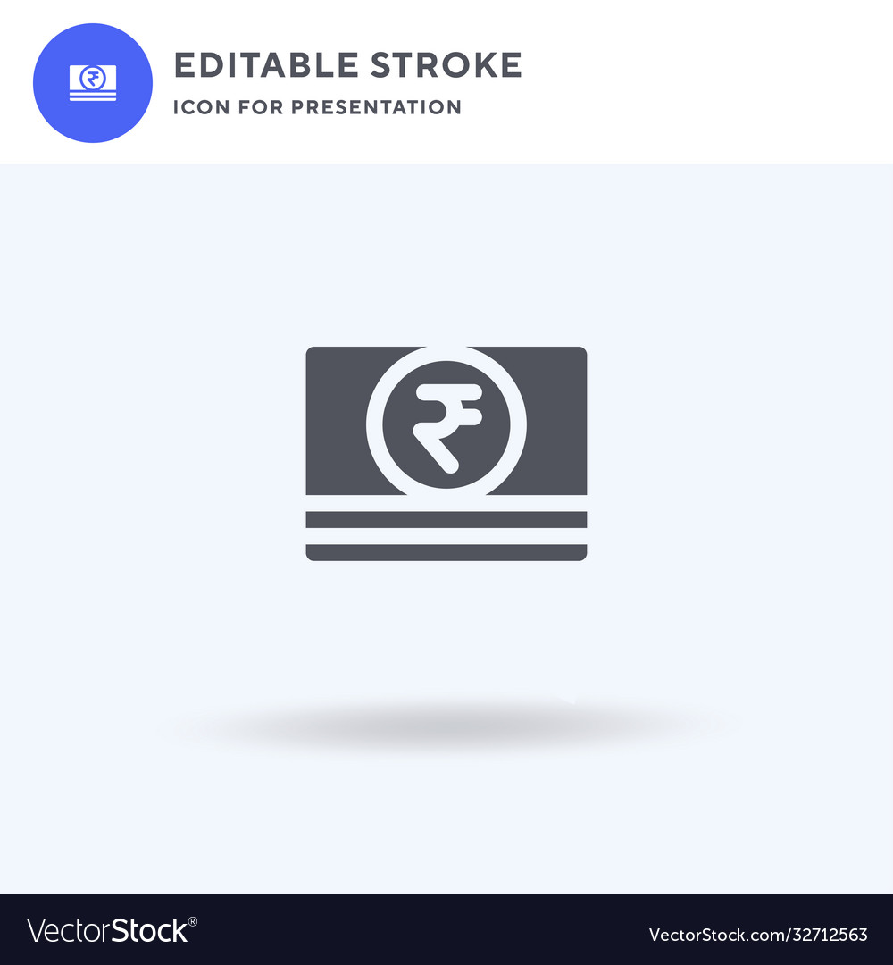 Rupees icon filled flat sign solid Royalty Free Vector Image