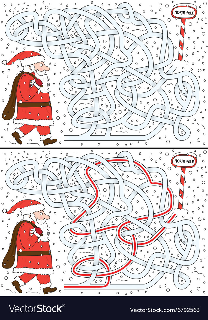 Santa claus maze Royalty Free Vector Image - VectorStock Santa claus maze Royalty Free Vector Image - VectorStock