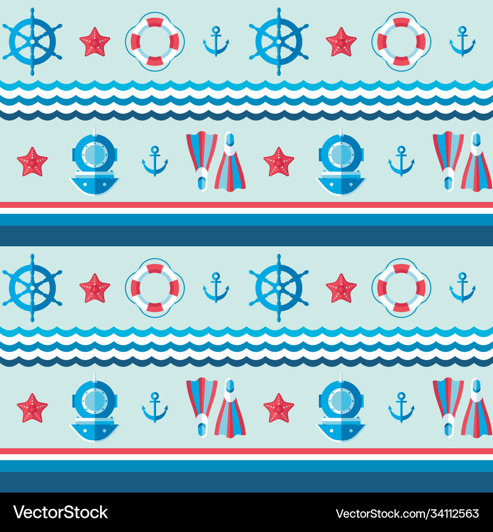 Sea background design nautical swimming se Vector Image
