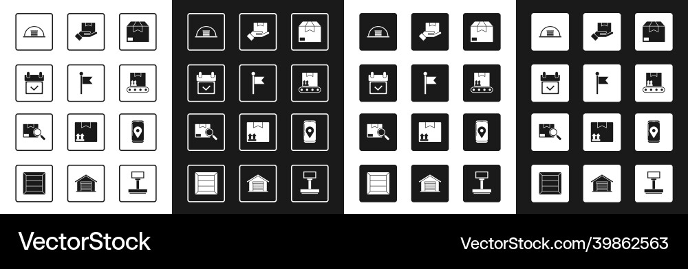 Set carton cardboard box location marker Vector Image