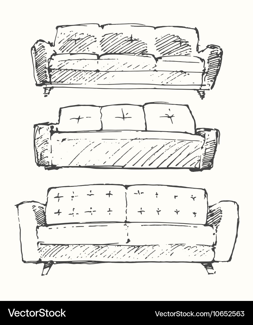 Set hand drawn sofa Royalty Free Vector Image - VectorStock